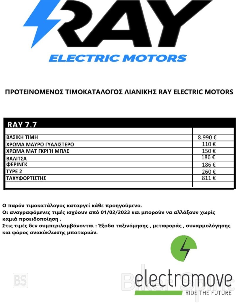Τιμοκατάλογος RAY Electric Motors - ΤΙΜΟΚΑΤΑΛΟΓΟΙ 2023